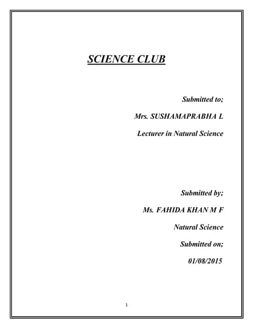 Science club project | DOCX