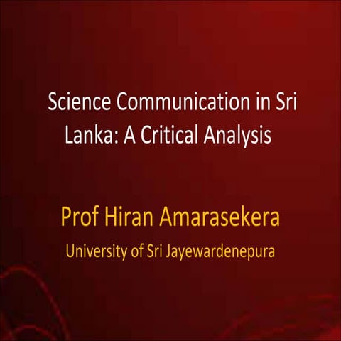 Science Communication in Sri Lanka: A Critical Analysis | PPT