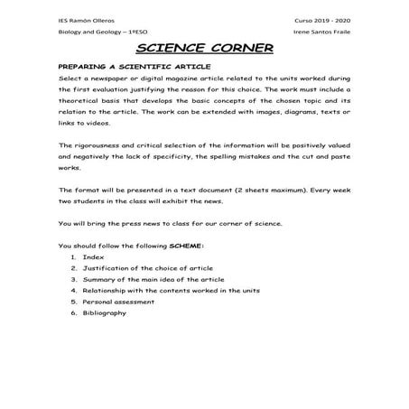 Science corner | PDF