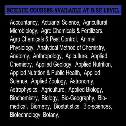 Science courses available at b | PPT