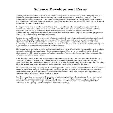 Science Development Essay. YTI Career Institute | PDF