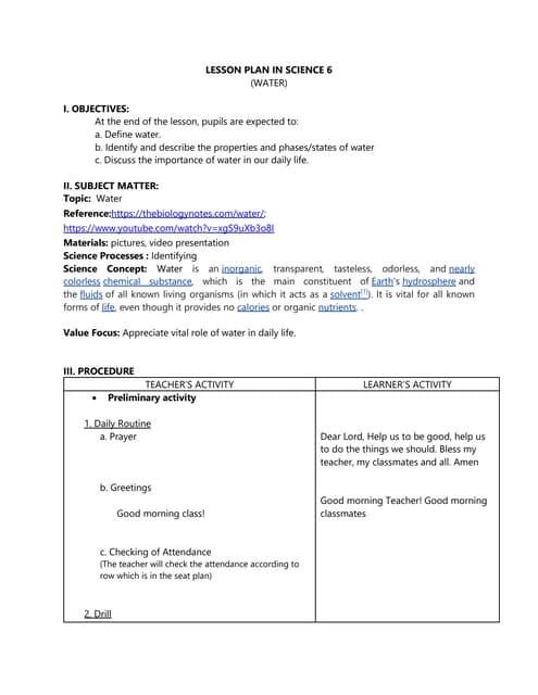 GRADE 4 SCIENCE LESSON PLAN | DOCX | Science