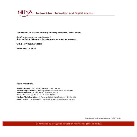 NIDA: Science Fairs - Single Mechanism Working Paper | PDF