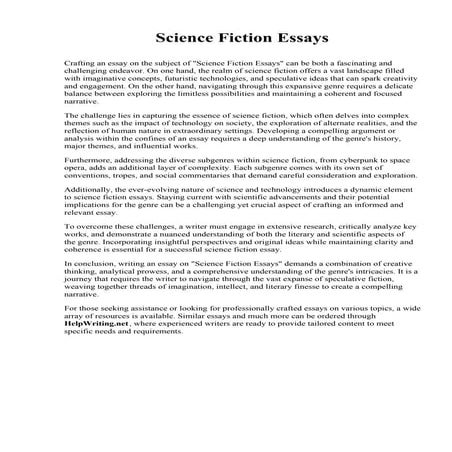 Science Fiction Essayspdf 