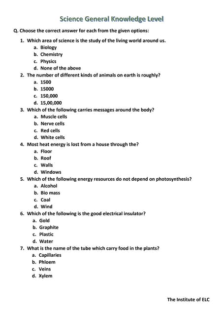 Science general knowledge | PDF