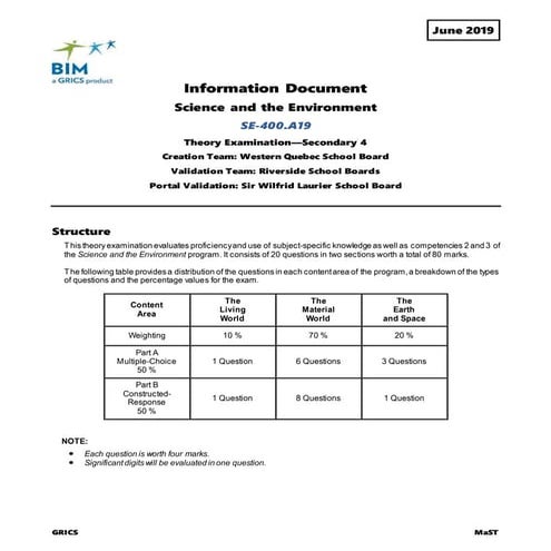 Science in the Environment 2019 Exam Prep | PDF