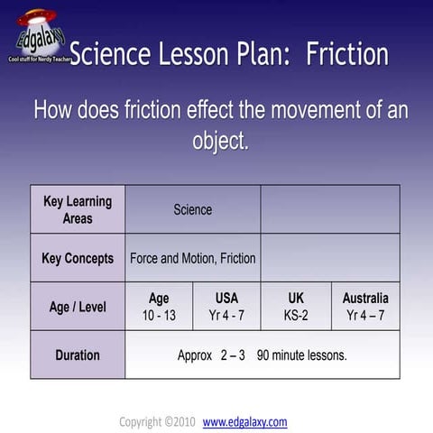 Science lesson plan friction | PPTX