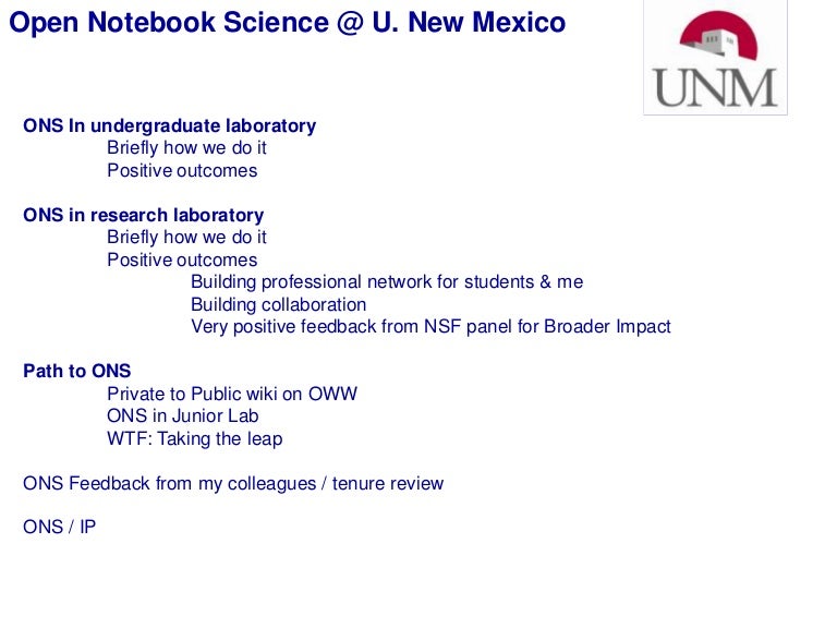 Science Online2010 Open Notebook Science