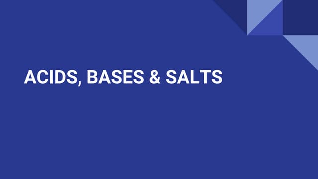 Acids, Bases and Salts Class - 10th | PPTX
