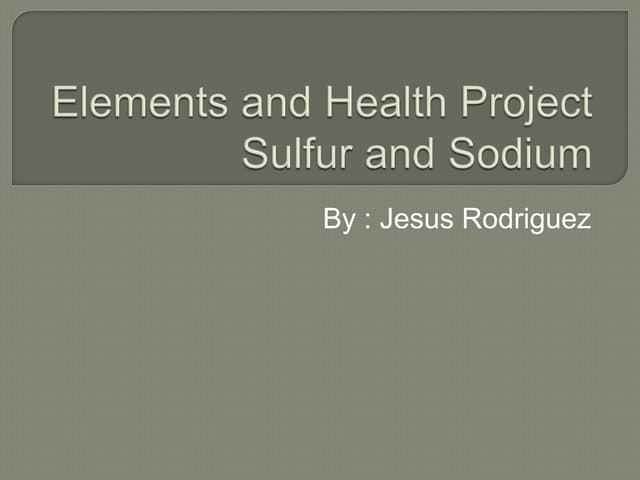 Sulfur Model Science Project