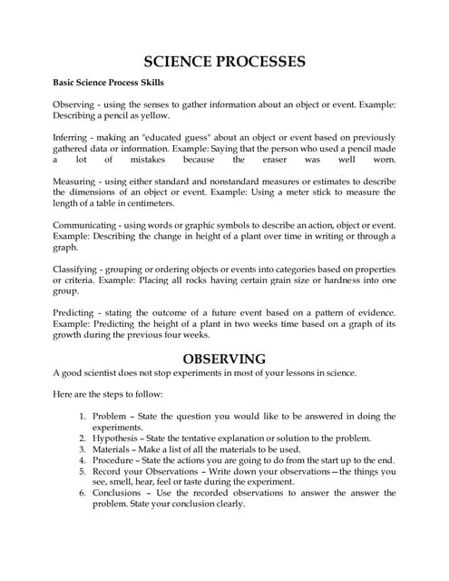 Science Process Skills | PPT