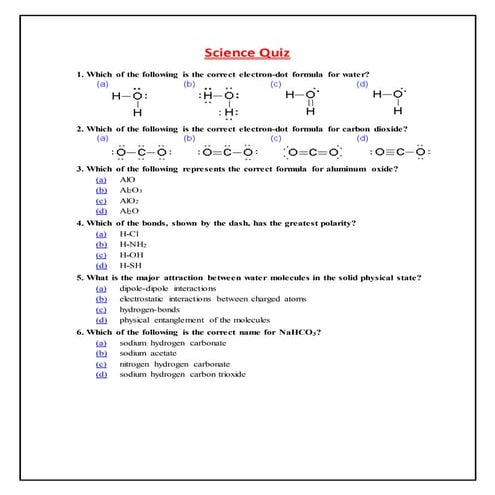 Science quiz | DOCX | Chemistry | Science