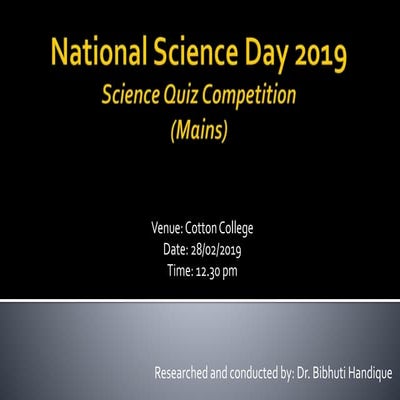 National Science Day 2019 Quiz, Cotton College - Mains | PPTX | Blood ...