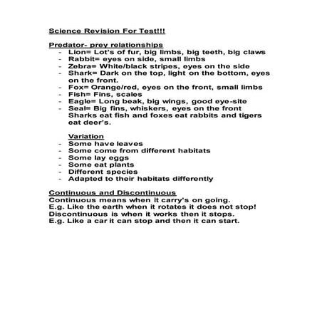 Science revision | PDF