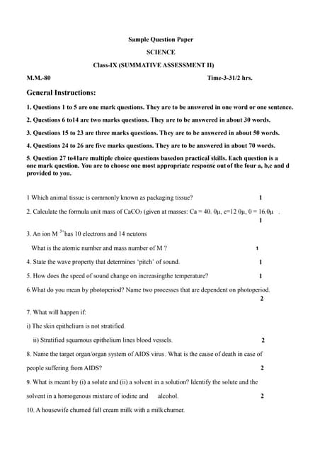 Final Year Examination Form 1 Science Paper