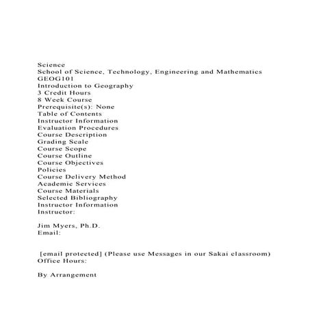 ScienceSchool of Science, Technology, Engineering and Math.docx
