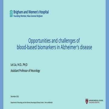 Opportunities and challenges of blood-based biomarkers in Alzheimer's ...