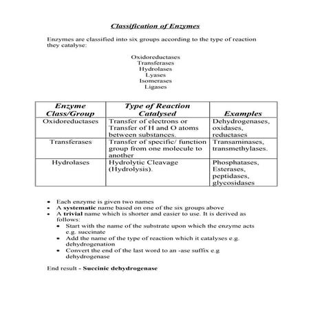 Classification of enzymes | PPT