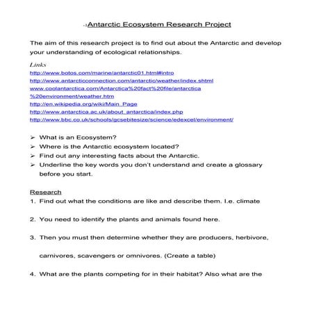 Ecosystems research assignment | DOCX