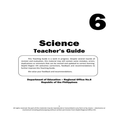 Science 6 K-12 Teacher s Guide (1st quarter) | PDF