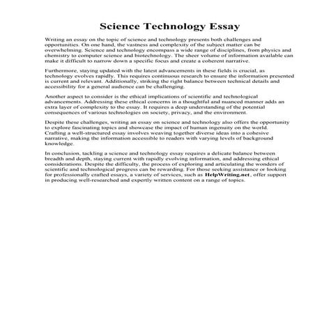 Science Technology Essay. Role of science and technology essay. The ...