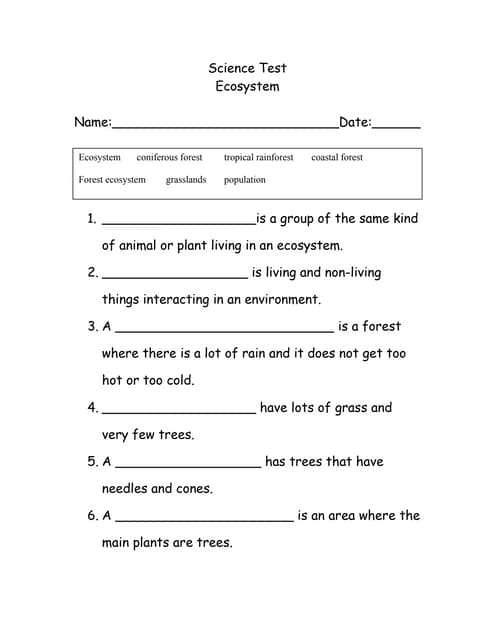 Ecosystems research assignment | DOCX