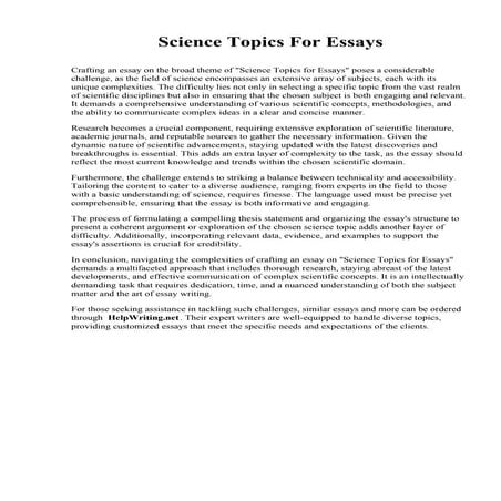 Science Topics For Essays | PDF