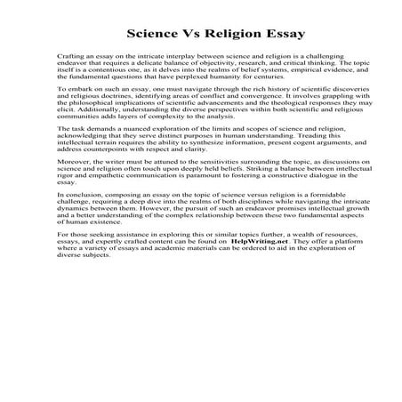 Science Vs Religion Essay | PDF