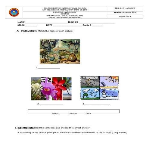 Science worksheet 2016 | PDF