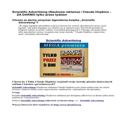 Scientific Advertising (Naukowa reklama) / Claude Hopkins | PDF ...