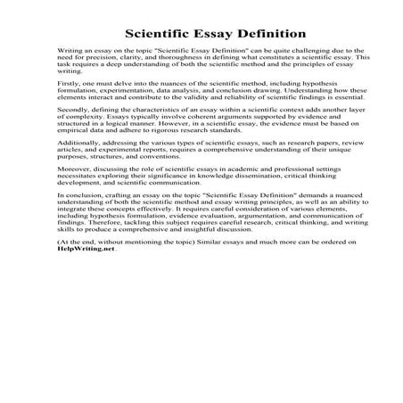 Scientific Essay Definition. Science Essay Writing First-Year ...