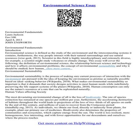 Scientific Essay Sample | PDF