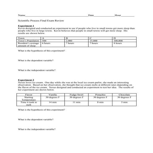 Scientific Inquiry Review for Final Exam | DOC | Biological Sciences ...