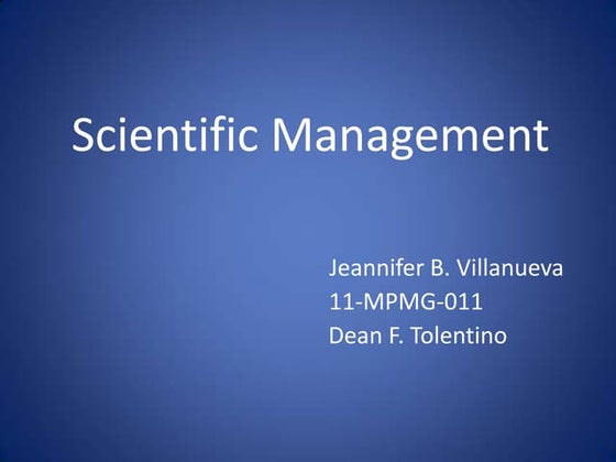 Taylor principles of scientific management | PPT