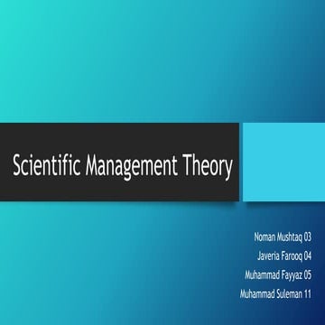 Scientific management theory | PPTX