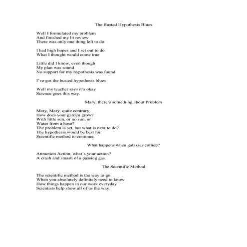 Scientific method poems | DOCX