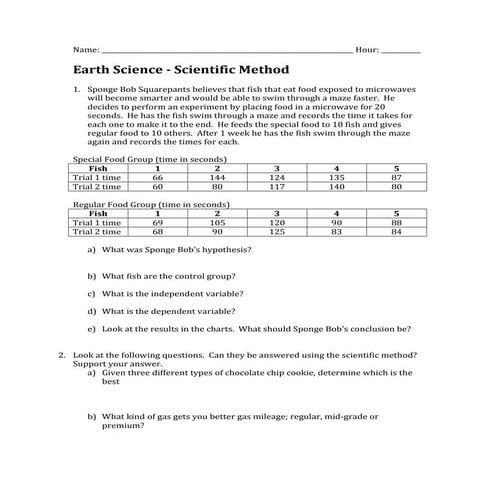 Scientific Method - Earth Science | DOC | Science