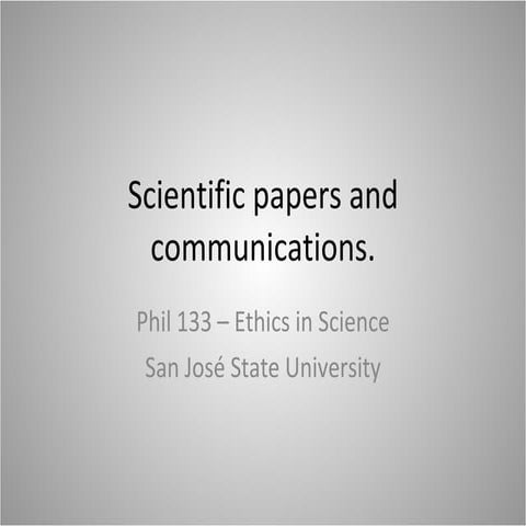 Scientific Papers and Communications | PPT