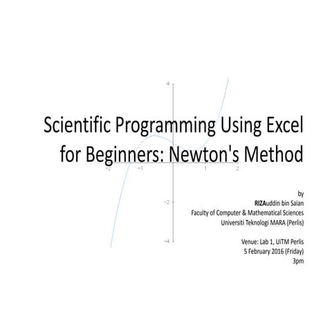 Scientific Programming Using Excel For Beginners Newtons Method Ppt