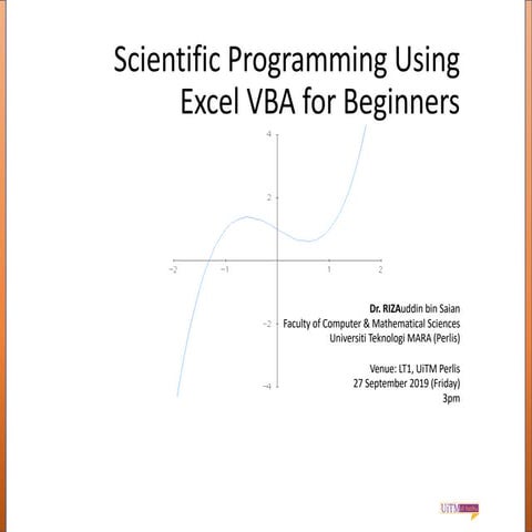 Scientific Programming Using Excel Vba For Beginners Ppt 6859