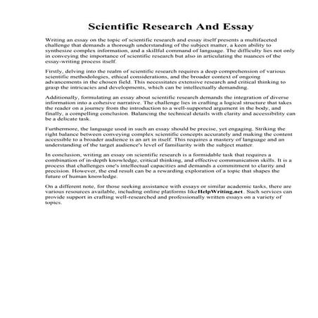 Scientific Research And Essay | PDF