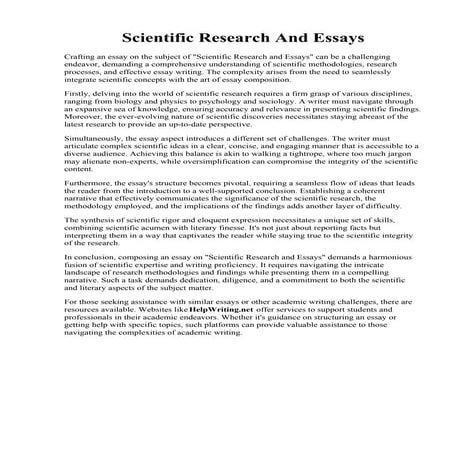 Scientific Research And Essays. School essay: Scientific essay | PDF