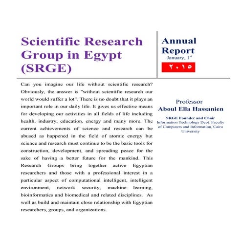 Annual Report of Scientific research group in egypt 2015 | PDF