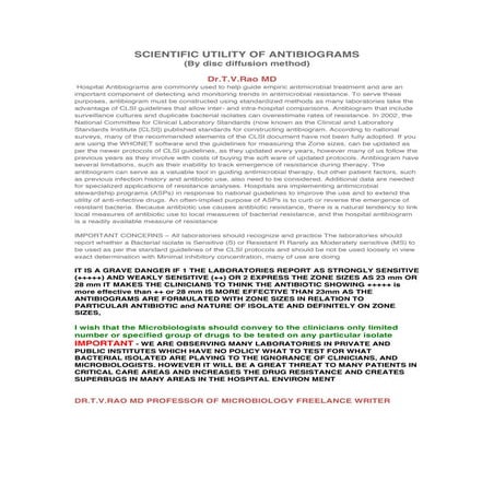 SCIENTIFIC UTILITY OF ANTIBIOGRAMS (By disc diffusion method) | PDF