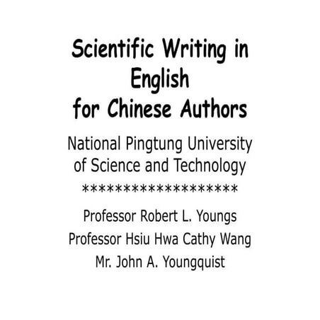Scientific Writing In English For Chinese Authors | PDF
