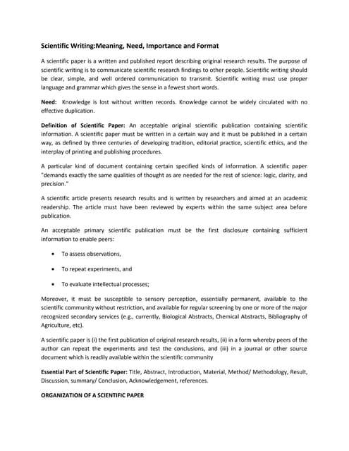 SCIENTIFIC RESEARCH WRITING SKILLS | PPT