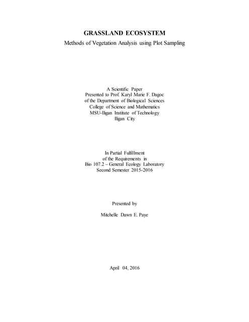 A Scientific Paper about grassland ecosystem | PDF