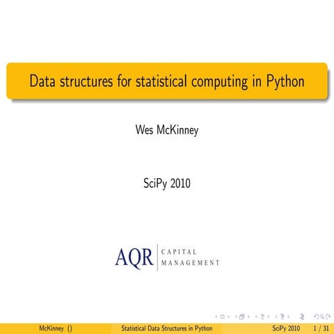 Data Structures For Statistical Computing In Python Pdf Programming 