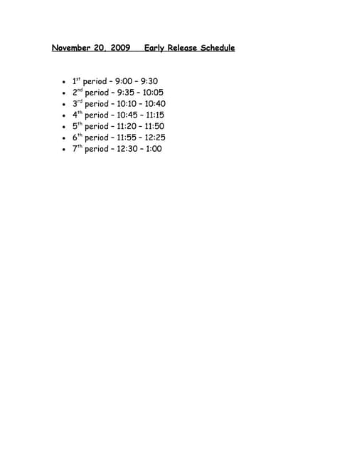 Early Release Schedule | PDF