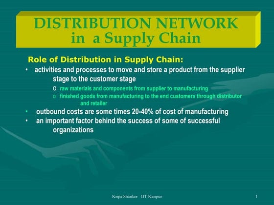Design of supply chain networks | PPTX | Logistics and Transportation ...